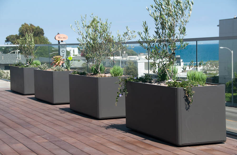 Large Commercial Concrete Planter Boxes Window Box Light Concrete Dark